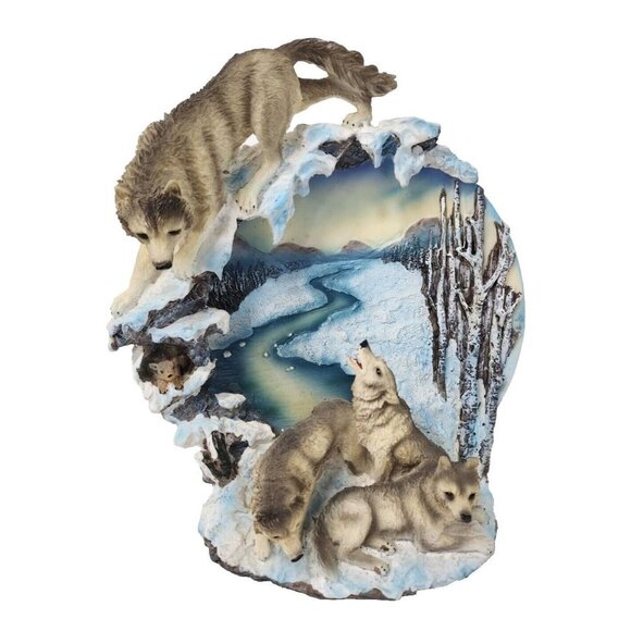 Accents | Vintage 3d Relief Wolf Pack Decorative Plate Free Standing ...